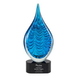 Blue Rain Drop Glass Award